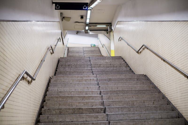 Subway Staircase with No People Passengers Inside - Escaping from the ...