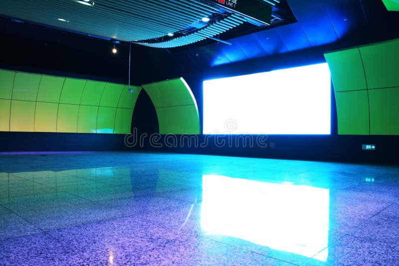 Subway Station Corridor Light-emitting Screen Stock Photo - Image of ...