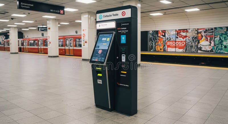 Subway Station Featuring a Modern Ticket Machine with a Touchscreen ...