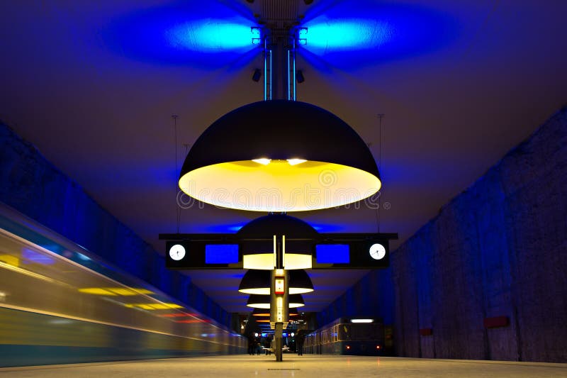 Subway Station with Incoming Trains Stock Image - Image of blue, fast ...