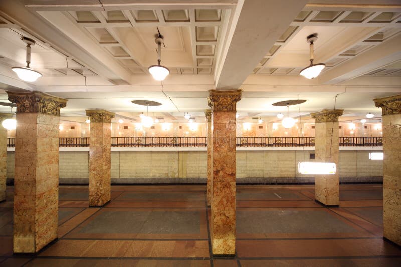 Subway Station, Marble Columns, Granite Floor Stock Image - Image of ...