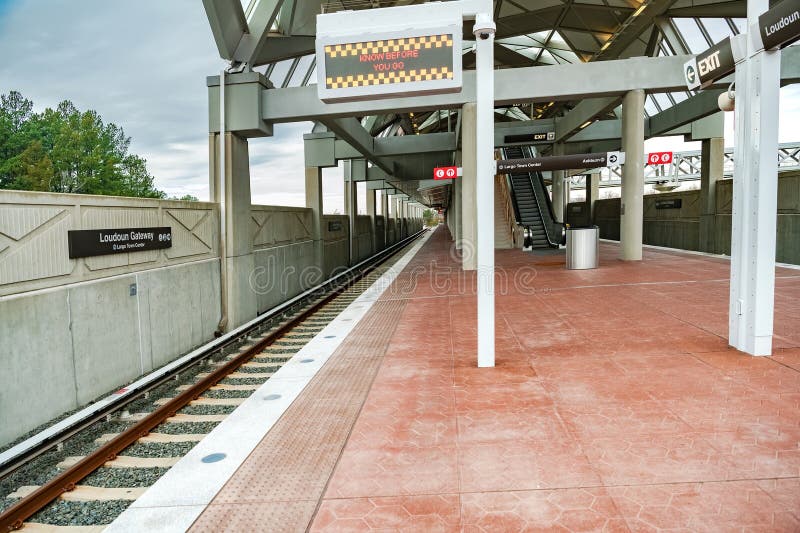 Subway Station Near Washington DC. Empty Station with a View of the ...