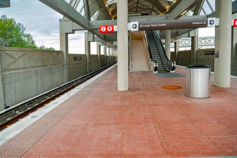 Subway Station Near Washington DC. Empty Station with a View of the ...