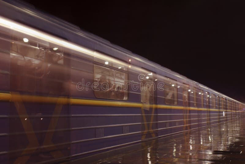 Subway station at night stock photo. Image of scene, tracks - 55132782