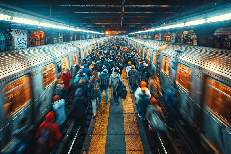 Subway Station Packed with Commuters during Rush Hour Stock ...