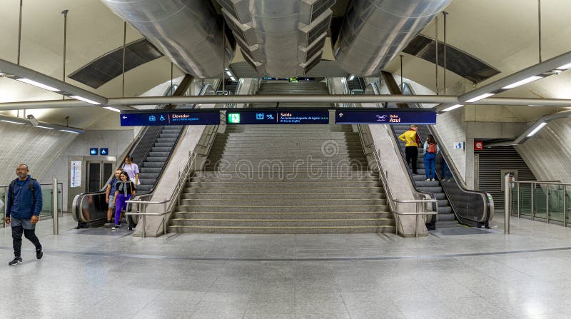 Subway Station Underground Platform of São Sebastiao with Escalators ...