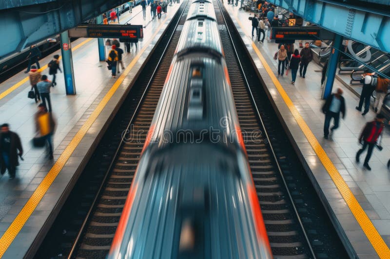 Subway Stations, Train Stations, Over Head View of Rush Hour and Crowds ...