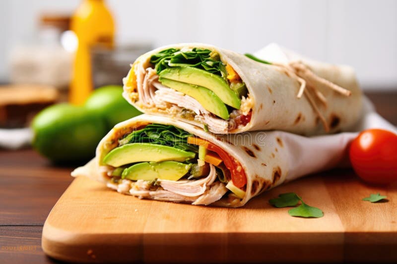 Subway Style Sandwich with Avocado and Turkey in a Napkin Stock Image ...