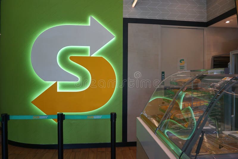 SUBWAY SYMBOL from INSIDE RESTAURANT Editorial Photography - Image of ...