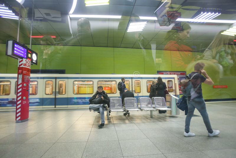 Subway system in Munich editorial stock image. Image of group - 95863404