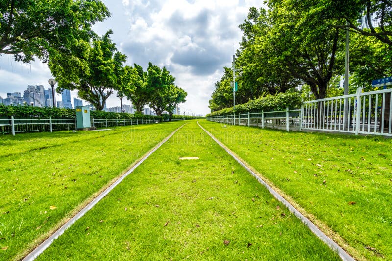 Subway Track on Grass in City of China Stock Image - Image of garden ...
