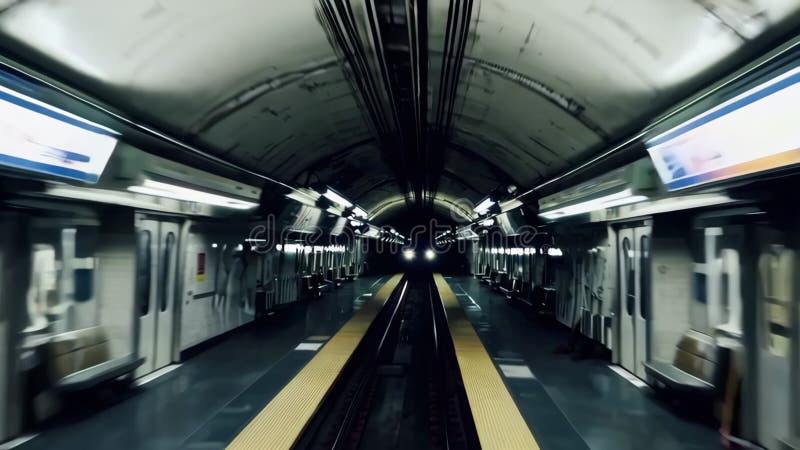 Fast Train Approaching Station Platform in Dark Tunnel Stock Video ...