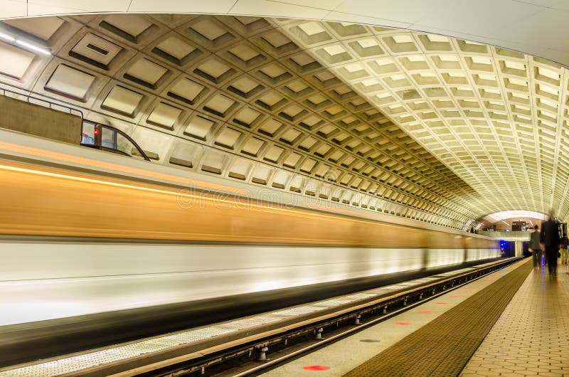 Subway Train Arriving into a Station Stock Image - Image of motion ...