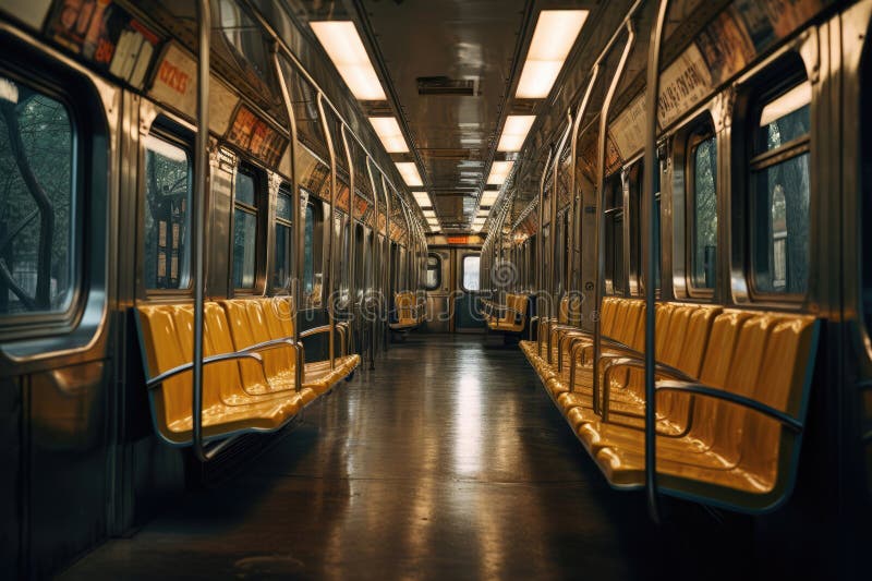 Subway Train Car Inside View Stock Image - Image of background ...