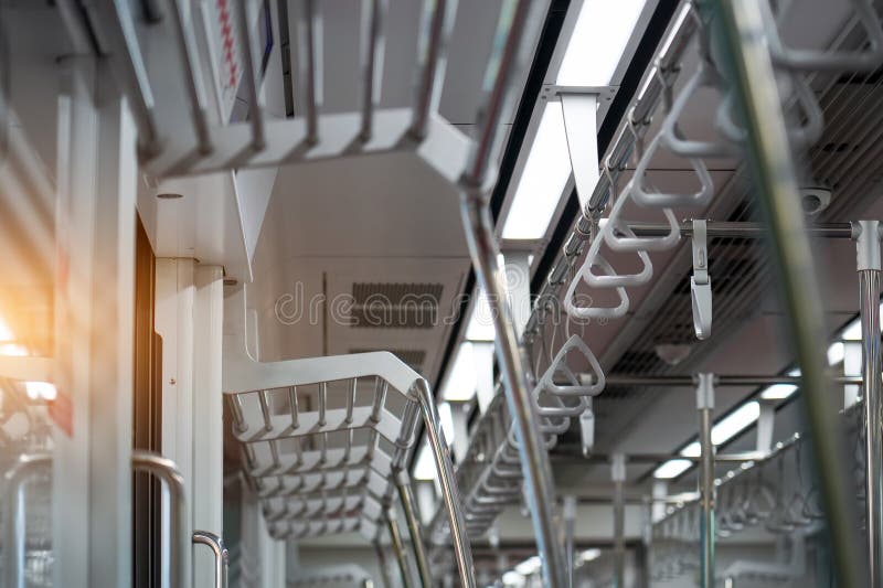 Subway Train Carriage, Interior Handrails Stock Photo - Image of trip ...