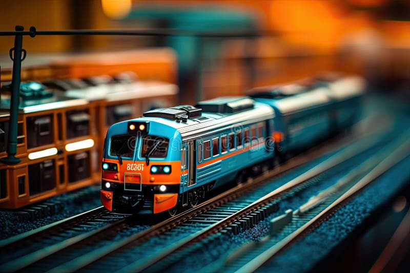 Subway Train in the City - Tilt Shift Stock Illustration - Illustration ...