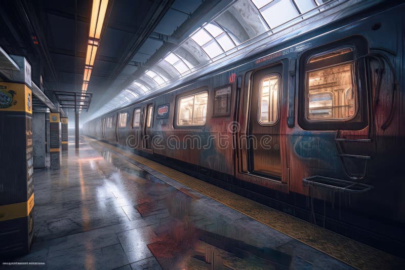 Subway Train in the City Subway Train in Motion Subway Train at Night ...
