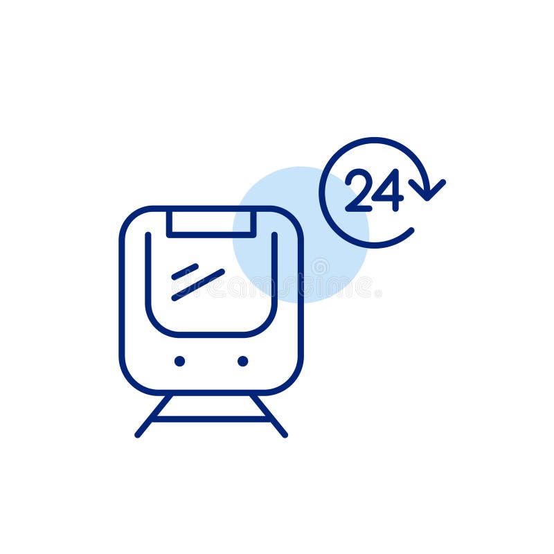 Subway Train and Clock. 24 Hour Urban Transportation. Pixel Perfect ...