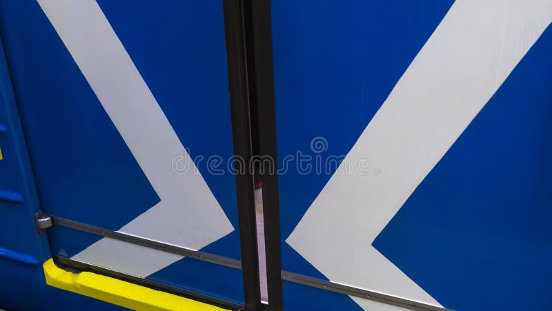 Subway Train with Closed Doors on Platform. Metal Doors on the Train ...