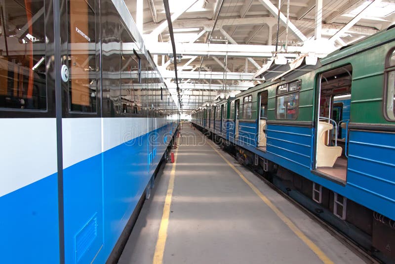 Subway train in depot stock image. Image of city, kharkiv - 25462549