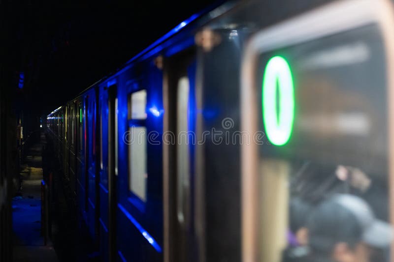 A Subway Train with a Green Number on the Door Stock Image - Image of ...