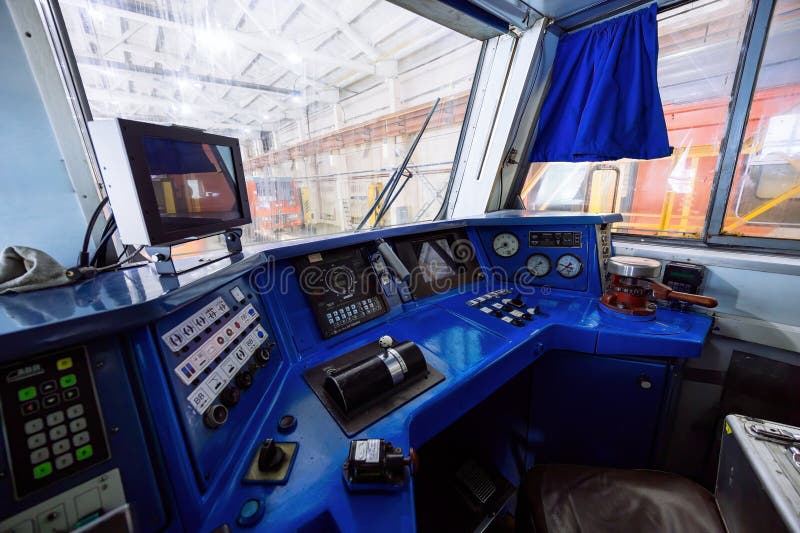 Subway Train Interior. Driver Dashboard Stock Photo - Image of ...