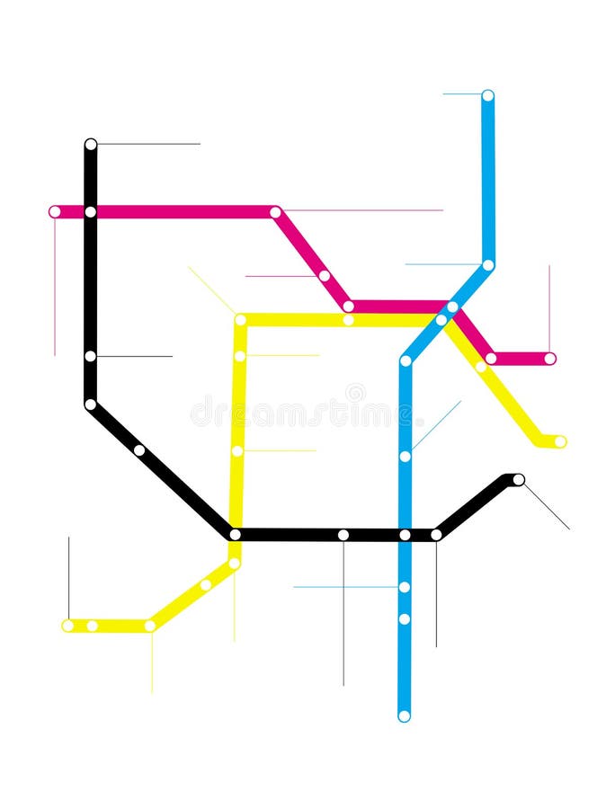 Illustrated subway map stock illustration. Illustration of design - 6620093