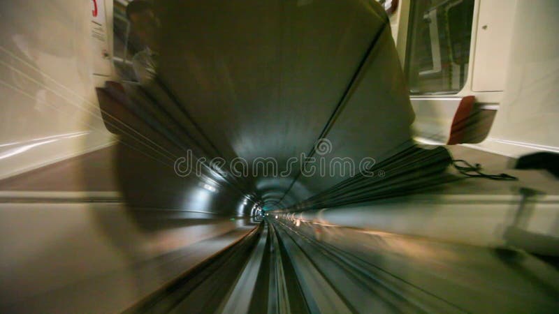 Subway Train Moving Slow Inside Illuminated Stock Footage - Video of ...