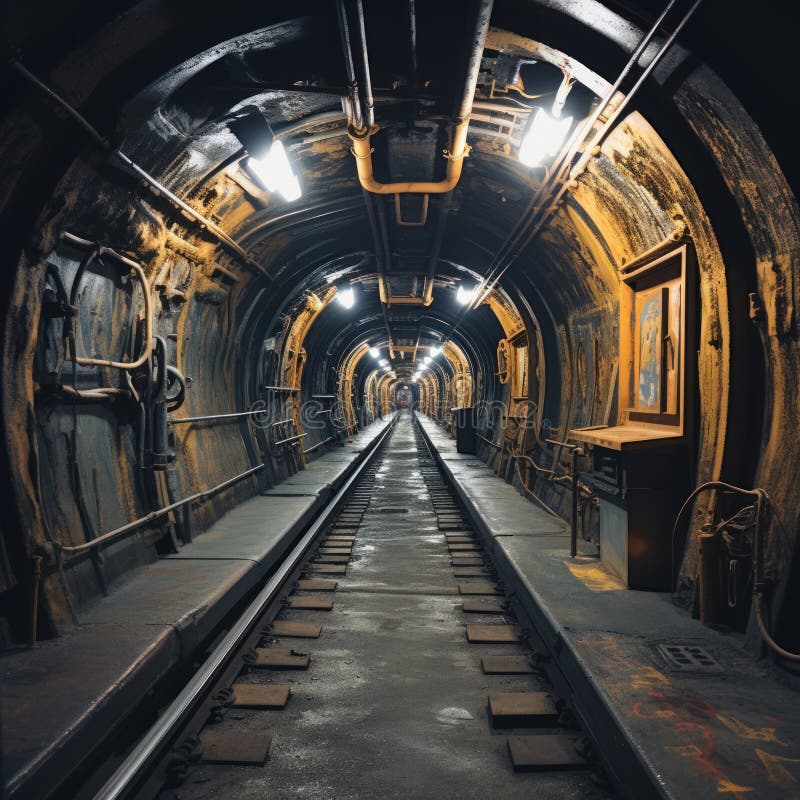 Subway Train Navigating through an Underground Tunnel Stock ...