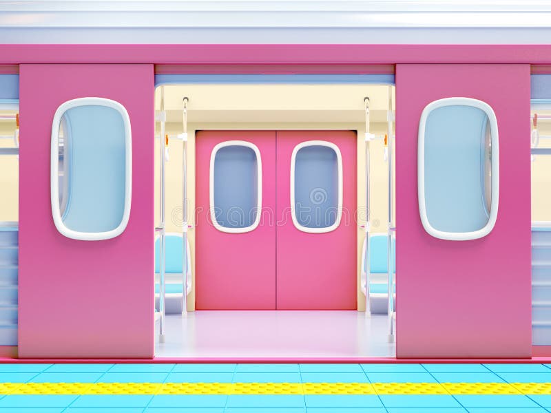 Subway train pink front stock illustration. Illustration of front ...