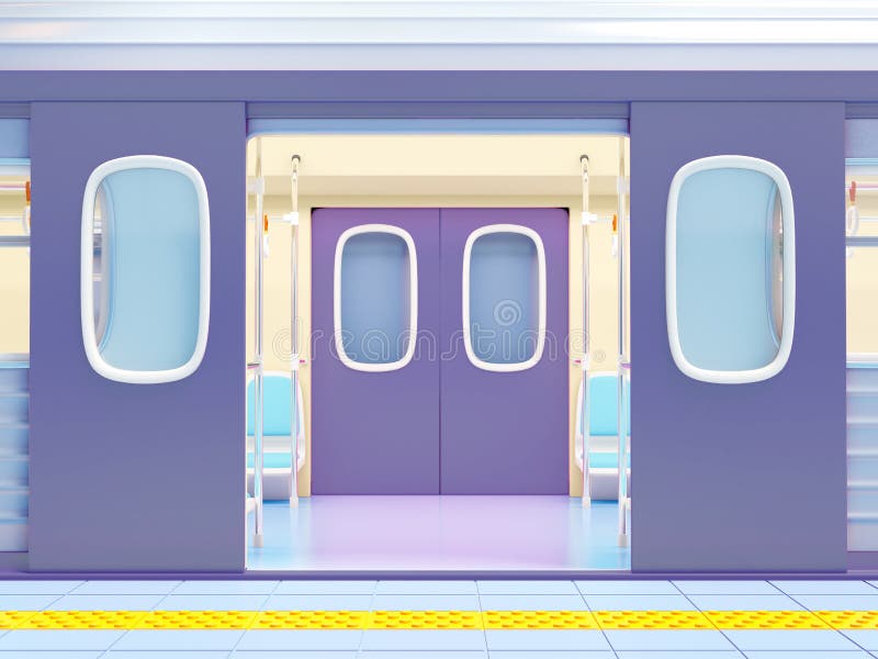 Subway train open door stock illustration. Illustration of render ...