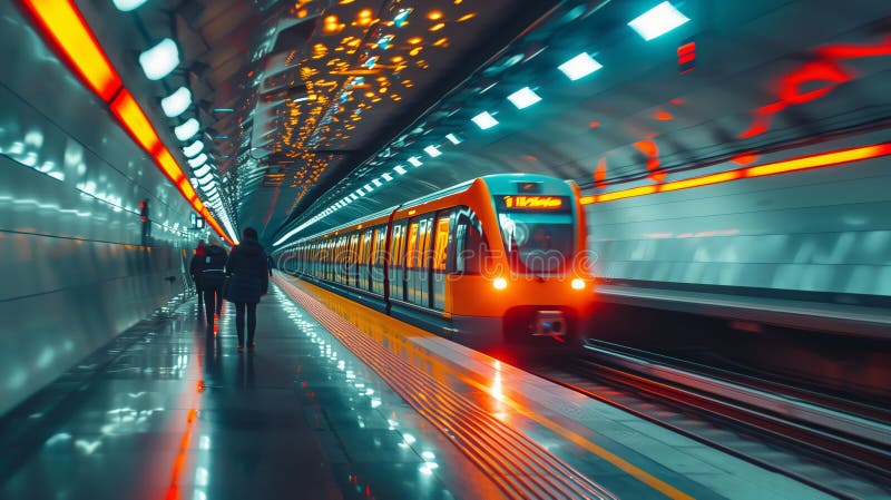 Subway Train Passing through Subway Station Stock Photo - Image of ...