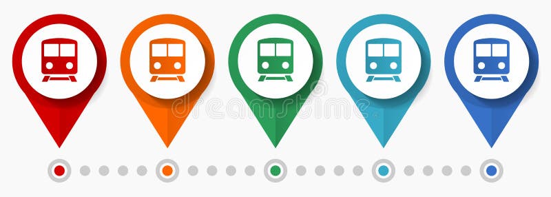 Subway, Train, Public Transport Concept Vector Icon Set, Flat Design ...