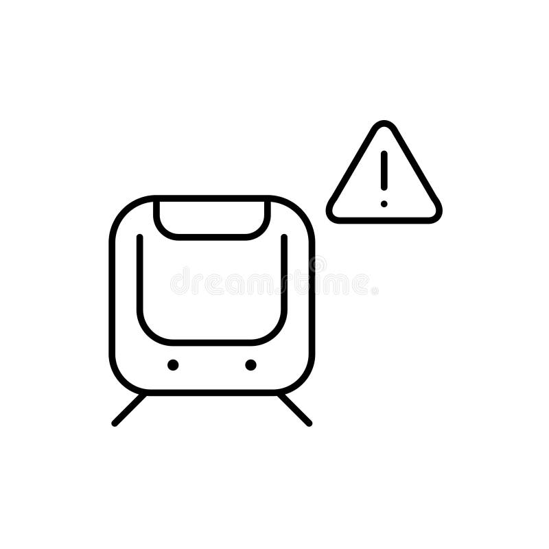 Subway Train on Rails and Hazard Alert Symbol. Exclamation Mark in ...