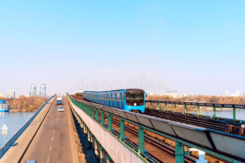 Subway Train Railway Line on the Bridge Stock Photo - Image of speed ...