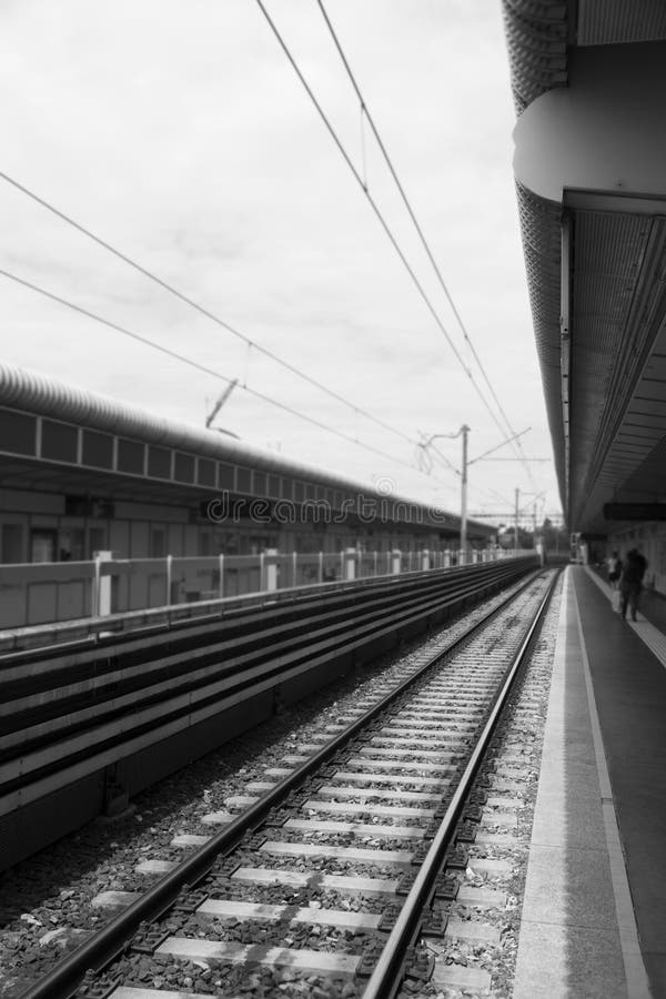 Subway Train Station Outdoors with View of the Rails Stock Image ...