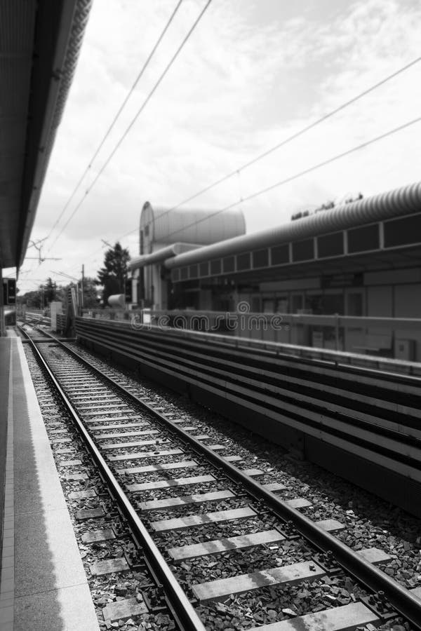 Subway Train Station Outdoors with View of the Rails Stock Photo ...