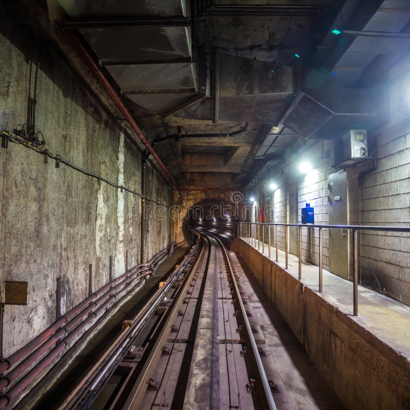 Subway tunnel stock image. Image of passage, rails, cables - 25969307