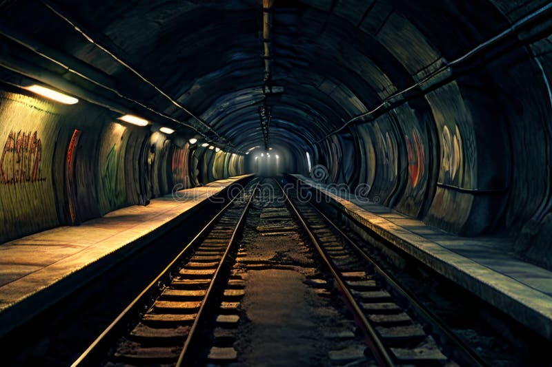 Subway Tunnels Underground Tunnels Connecting Stations Stock ...