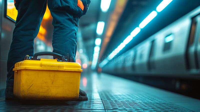 Subway Worker with Toolbox Train Station Transportation Maintenance ...