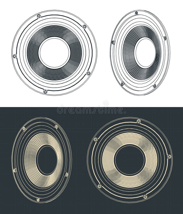 Subwoofer Speaker Blueprints Stock Vector - Illustration of electronic ...
