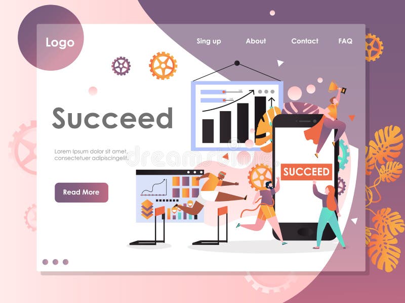 Succeed Vector Website Landing Page Design Template Stock Vector ...