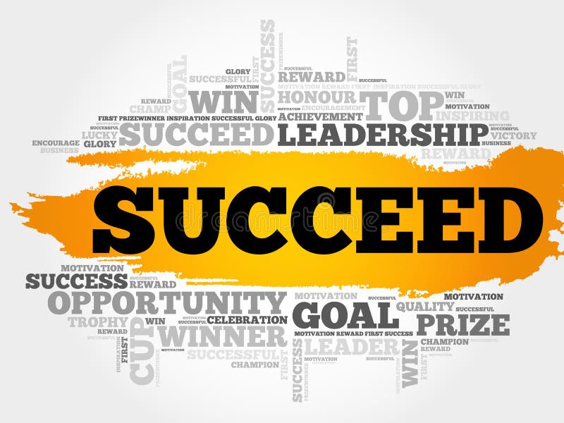 Succeed word cloud stock illustration. Illustration of luck - 201070692