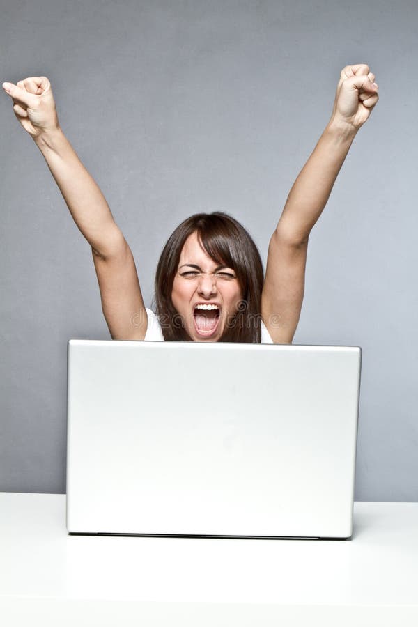 Succes op computer stock afbeelding. Image of wijfje - 16665319