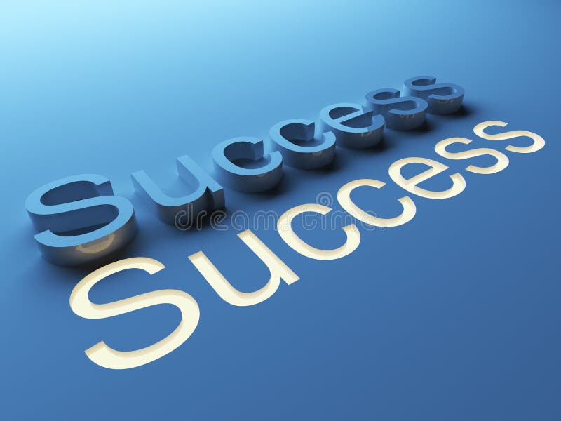 Success. 3D Text on Blue Background. Word Stock Illustration ...