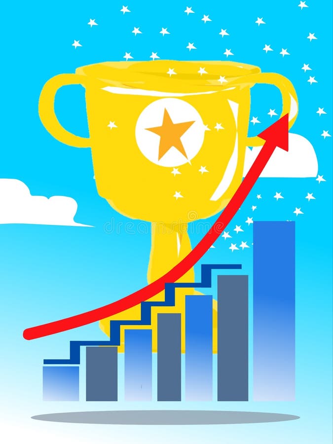 Success and Achievement: Trophy and Growth Chart. Stock Illustration ...