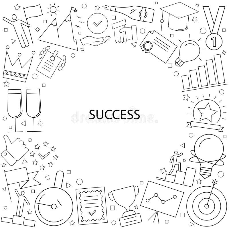 Success Background from Line Icon. Linear Vector Pattern Stock Vector ...
