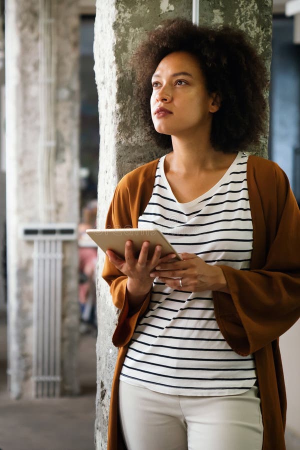 Success Black Woman with Tablet, Analytics and Developer for Startup ...