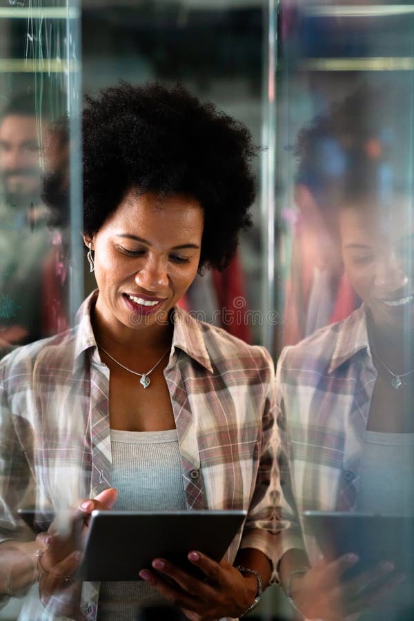 Success Black Woman with Tablet, Analytics and Developer for Startup ...