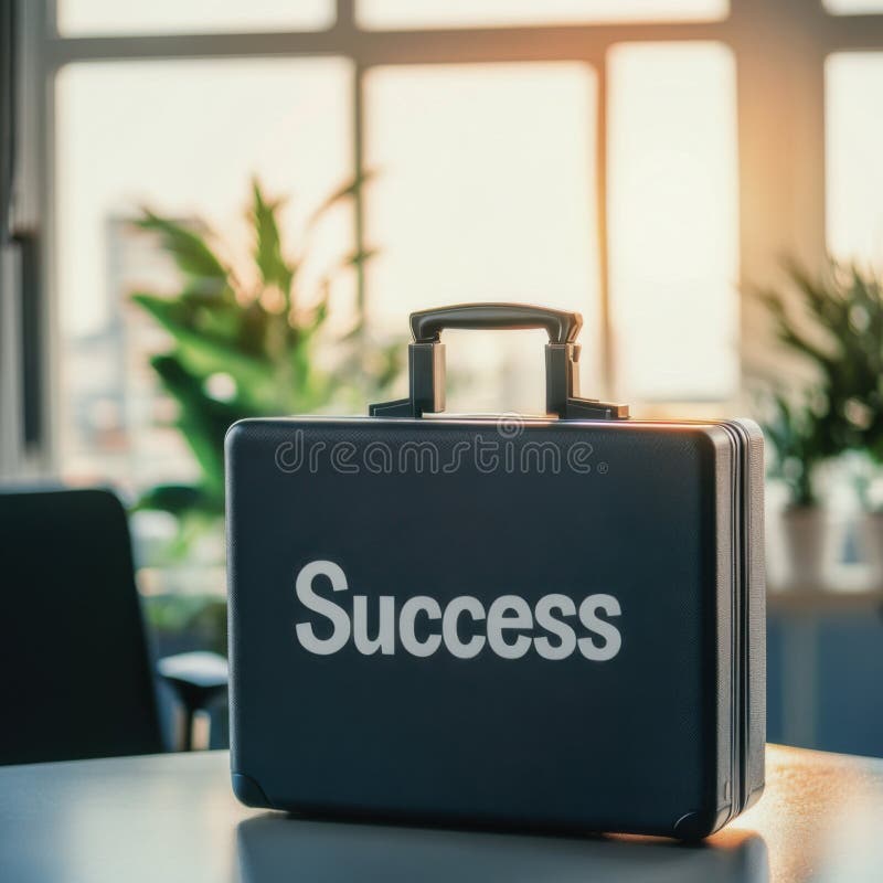 Success Briefcase Sits on a Desk with Sunlight Streaming through the ...